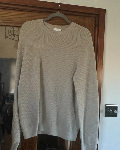 COS MEN'S Long Sleeve Beige Textured Cotton Round Neck Jumper Sz Medium ...
