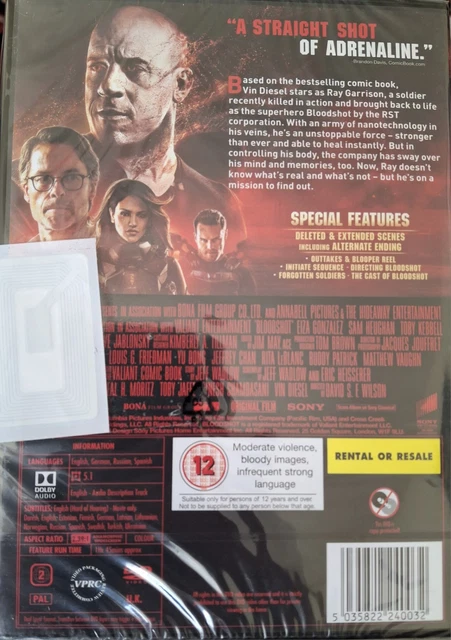 BLOODSHOT DVD VIN Diesel Certificate 12 Brand New Sealed £5.99 ...