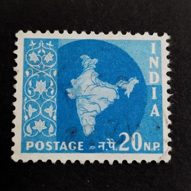 INDIA MAP OF India 20np 1958-1963 Postage Stamp Early Very fine used LH ...