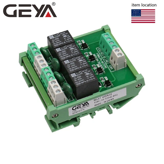 GEYA 4 CHANNEL Relay Module 1 SPDT AC/DC 24V Interface Relay Module DIN ...