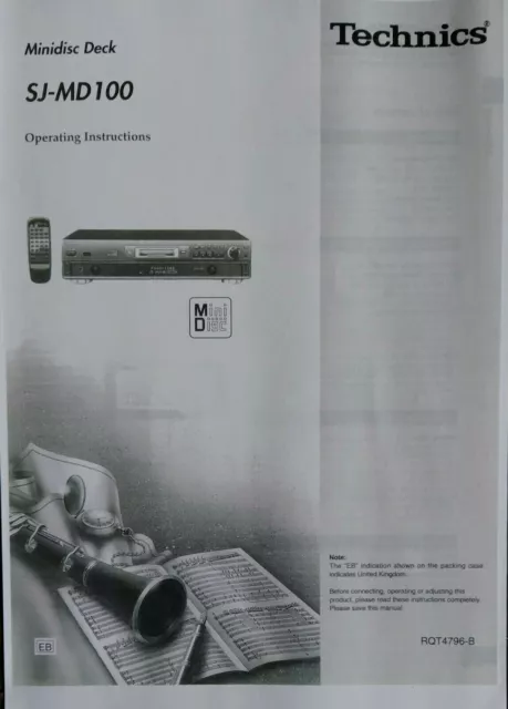 TECHNICS SJ-MD100 MINIDISC Player Recorder Operating Instruction - USER ...