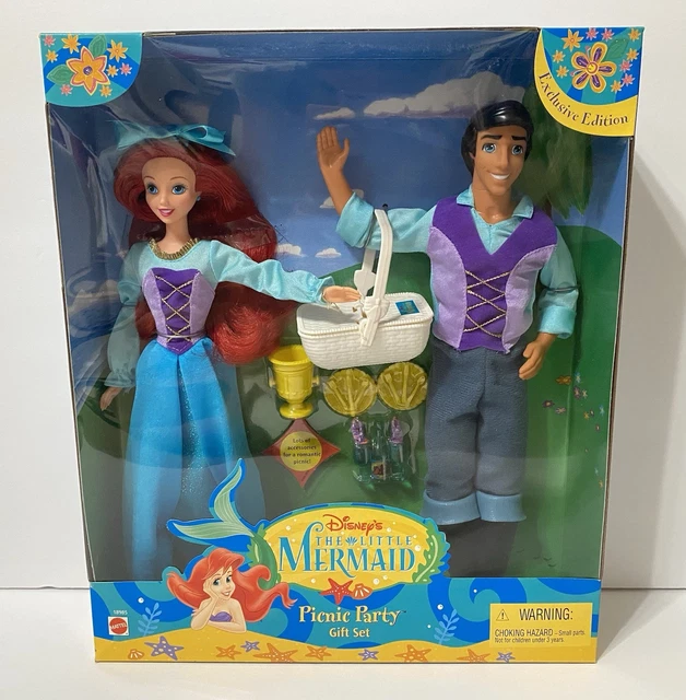 1997 MATTEL DISNEY'S THE LITTLE MERMAID Ariel & Eric Dolls Picnic Party ...