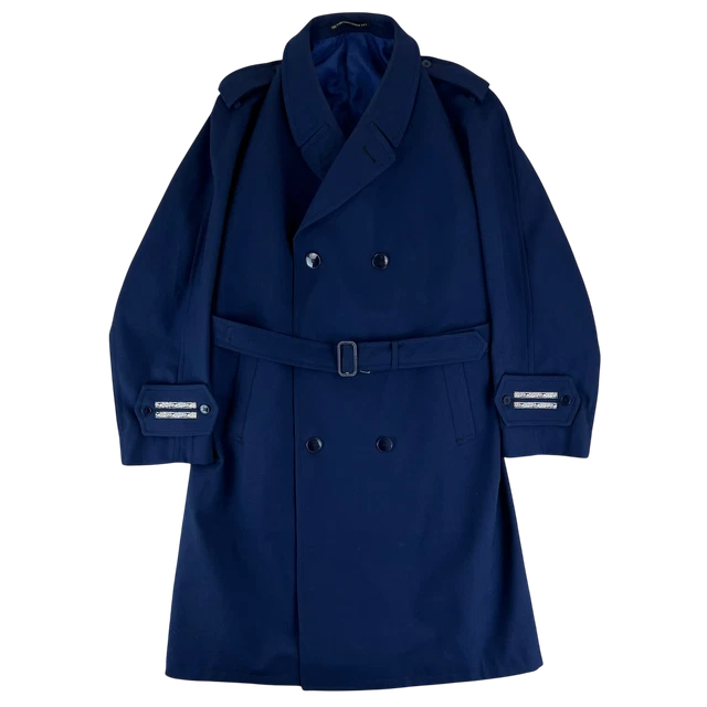 FINNISH POLICE TRENCHCOAT Overcoat M51 Blue Vintage 1970 Gabardine ...