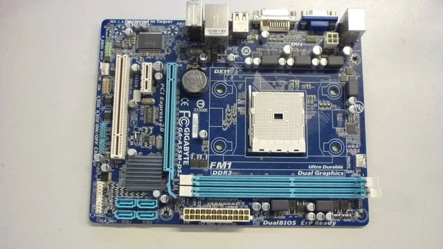 GIGABYTE MOTHERBOARD GA- A55m-DS2, FM1 socket , DDR3 £10.00 - PicClick UK