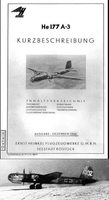 1940'S HEINKEL HE 177 A3 Greif Griffin Luftwaffe Manuals archive RARE ...