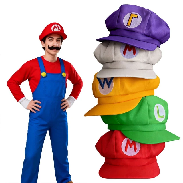 KIDS RED MARIO-LUIGI Hat Costume Halloween Christmas Fancy Dress Up ...