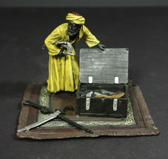 VIENNA BRONZE STATUE, Arabic Warrior with Weapon Chest - Polychrome ...