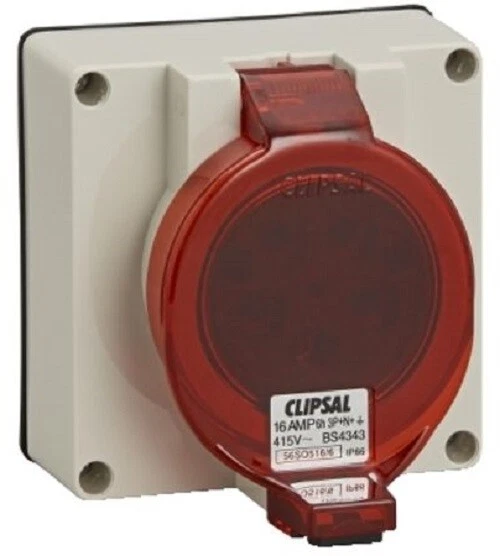 CLIPSAL 56-SERIES SOCKET 32A 500V 5-Pin, Surface Mount DARK GREY *Aust ...