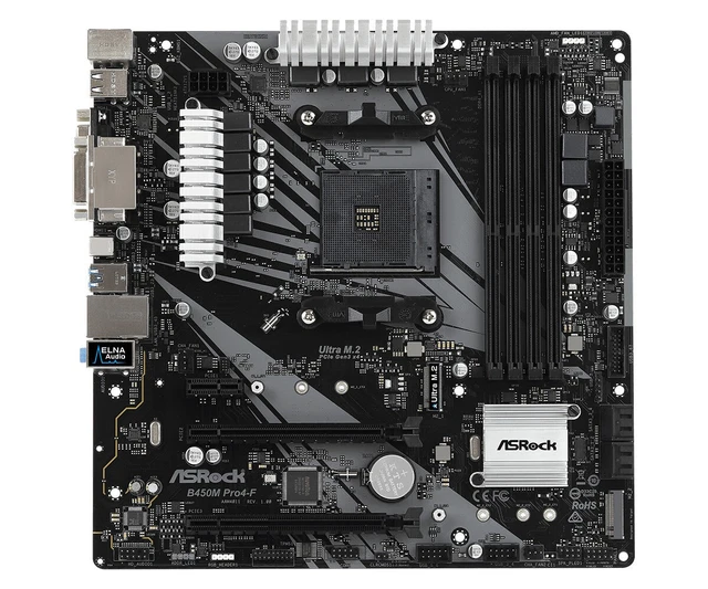 ASROCK B450M PRO4-F Motherboard AMD B450 Socket AM4 DDR4 Ryzen Micro ...