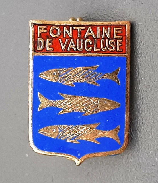 INSIGNE ÉMAIL FONTAINE DE VAUCLUSE Blason Héraldique miniature PIN 1960 ORIGINAL EUR 7,99 ...