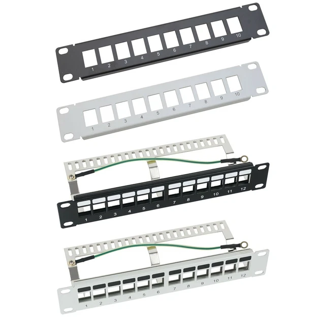 10& PATCHPANEL 12 Port Keystone Jack Module RJ45 Patchfeld (un) blindé ...