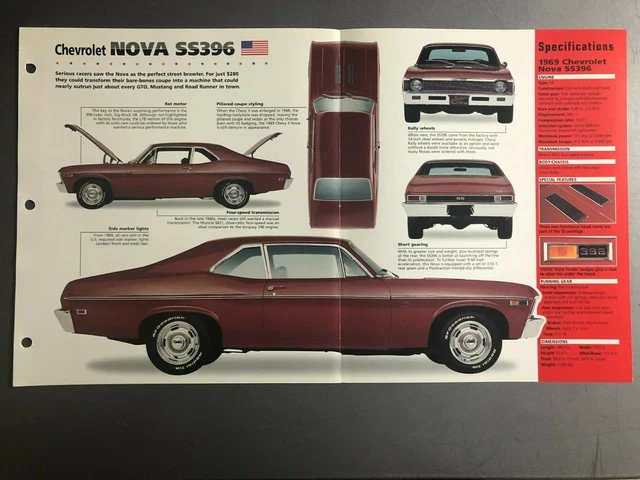 1968 - 1970 Chevrolet Nova SS396 Spec Sheet, Poster, Folder, Brochure ...