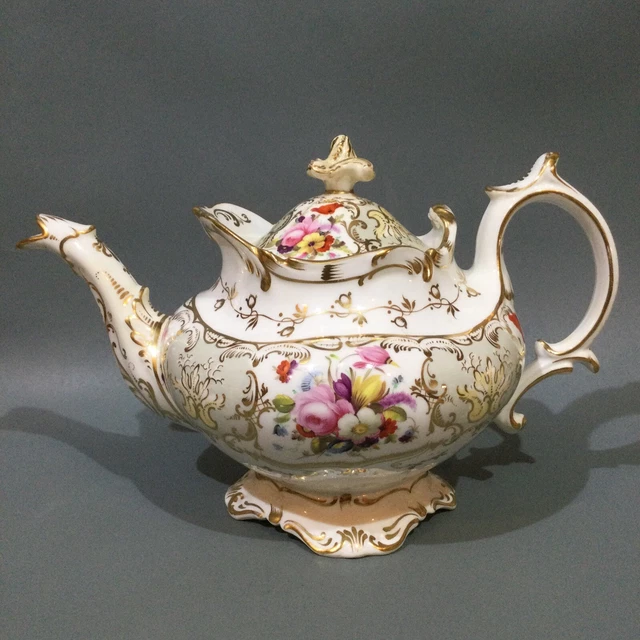 ANTIQUE STAFFORDSHIRE BONE China Tea Pot Hand Decorated £45.00 ...