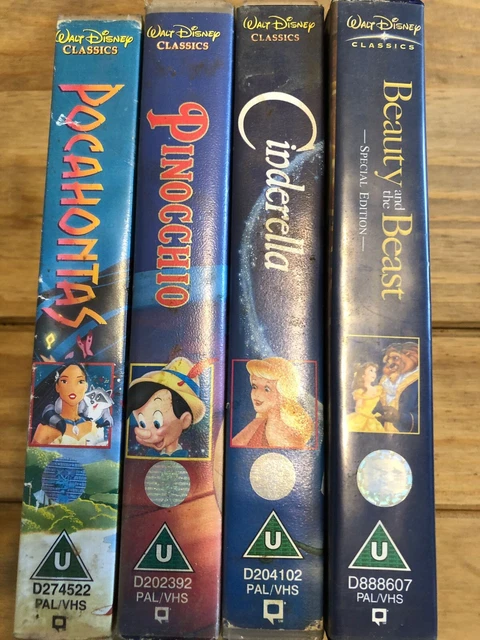 DISNEY VHS VIDEO Bundle Pochohontas Pinocchio Cinderella Beauty & The ...