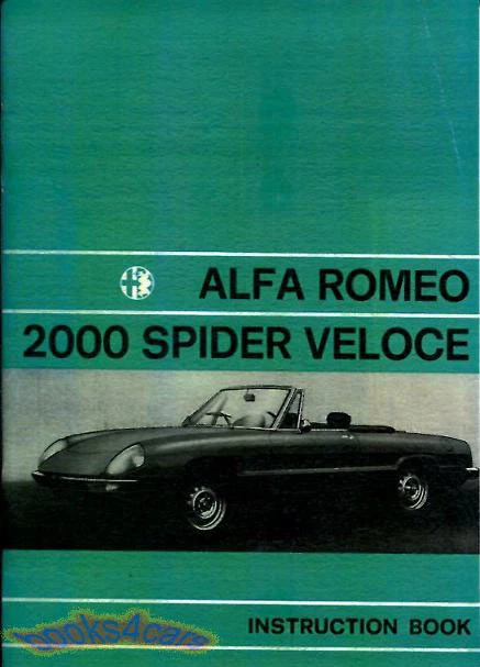 ALFA ROMEO SPIDER Manual Owners Handbook Owner's Guide Book Veloce 2000 ...