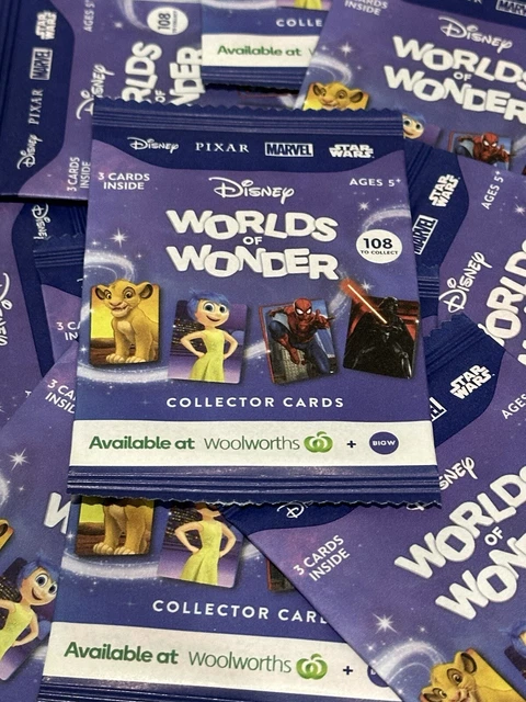 2024 WOOLWORTHS DISNEY Worlds Of Wonder Collector Cards Bulk X 40 Packs ...