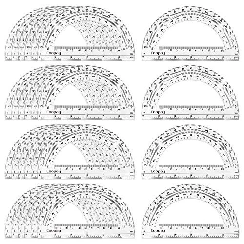 24 PACK PLASTIC Protractors Student Math Clear Protractor Set 180 6 ...