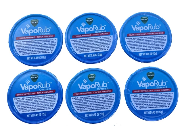VICKS VAPORUB COUGH Suppressant Topical Analgesic Ointment 6 Pack, 0.45 ...