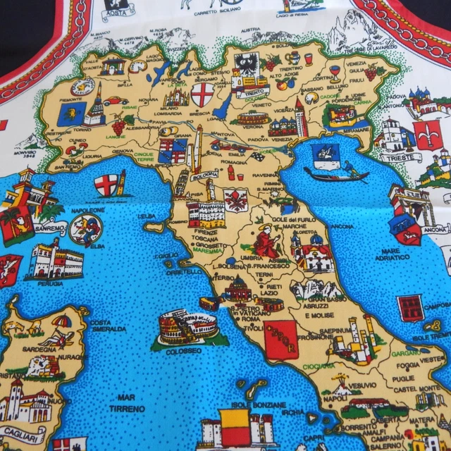 APRON PINNY MAP Of Italy 100% Cotton NEW Italian Landmarks £7.00 ...