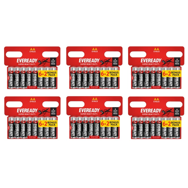 EVEREADY SUPER HEAVY Duty AA Zinc Batteries 48 Pack for Home and Office ...