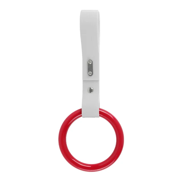 CAR ACCESSORY JDM Round TSURIKAWA Red Ring Handle Strap PVC White X1 ...