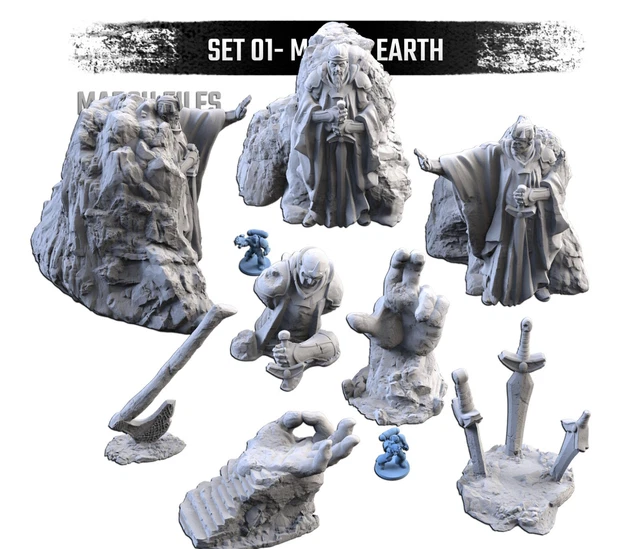 LORD OF THE Rings Human Dwarf Statues | 28mm Scale Terrain Scenery ...