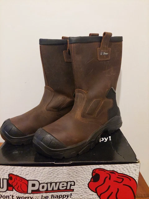 U-POWER ALASKA PULL On Leather S3 Metalfree Work Rigger Boots Size UK 9 ...