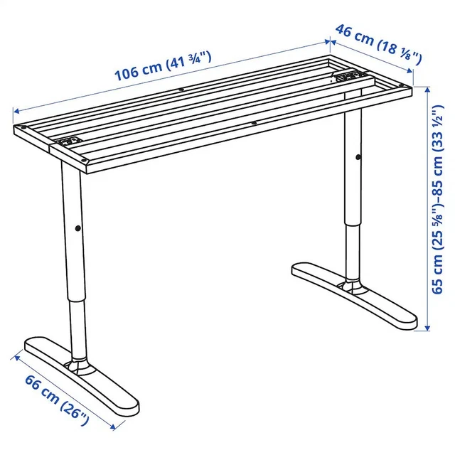 IKEA BEKANT TABLE Underframe Legs Metal Desk Frame - BLACK (No Top ...