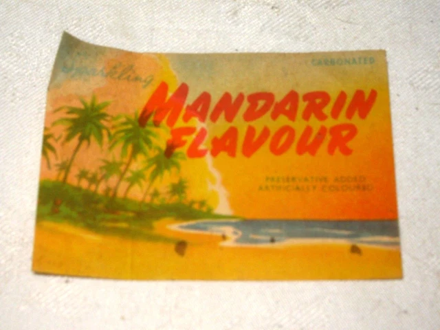 OLD GENERIC 1960'S Mandarin Flavour Cordial Soft Drink Bottle Paper ...