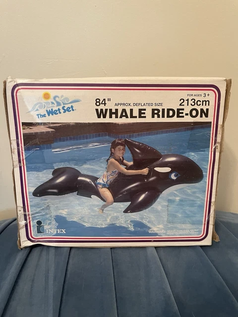 VINTAGE THE WET Set Whale Ride On 84" Inflatable 1990 Orca Pool Float ...