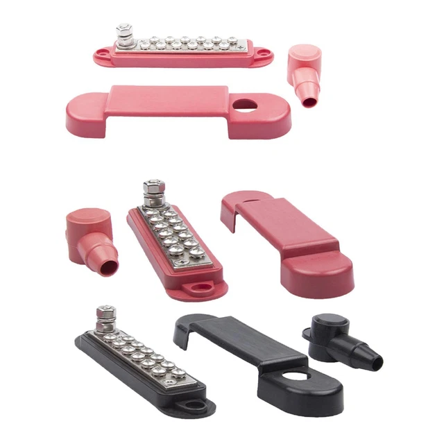 BUSBAR BLOCK 12 Terminal Terminal Block Bus Bar Pair with Cover for Car ...