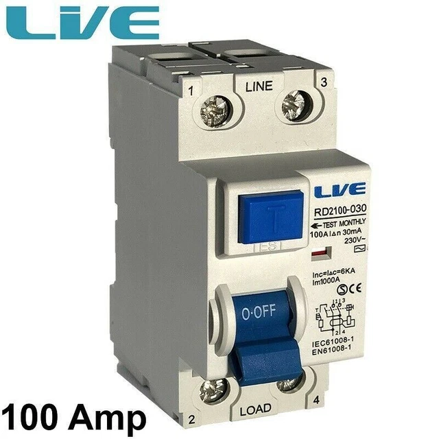 LIVE ELECTRICAL 2 Pole 100A 30mA RCD – RD2100-030 £19.67 - PicClick UK