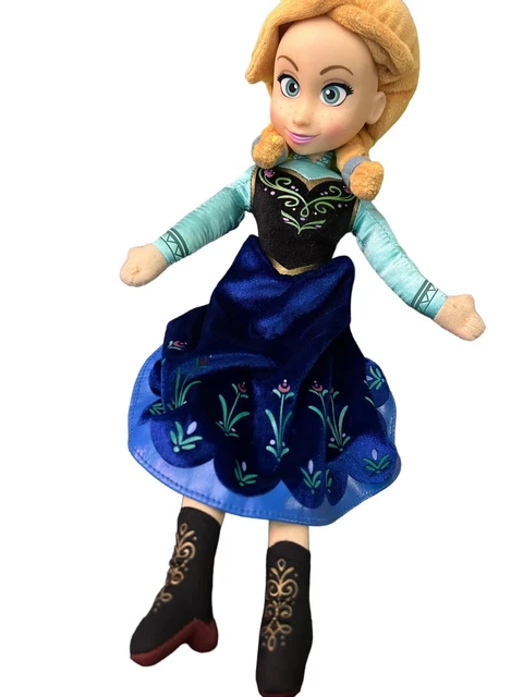 DISNEY FROZEN PRINCESS Anna Plush Doll Vinyl Head Soft Stuffed Movie ...