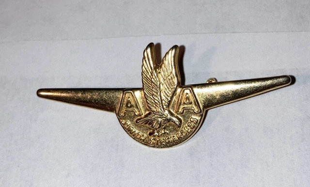 AMERICAN AIRLINES 1960'S Metal "Junior Stewardess" Wing Pin Collar ...