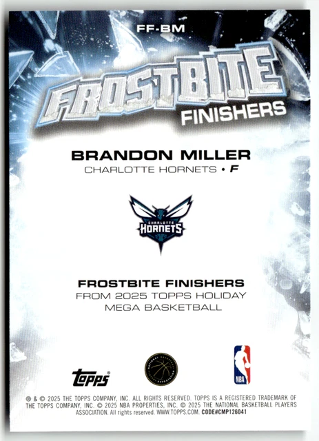 TOPPS NBA FLAGSHIP 2025 No. FF-BM Brandon Miller Frostbite Finishers ...