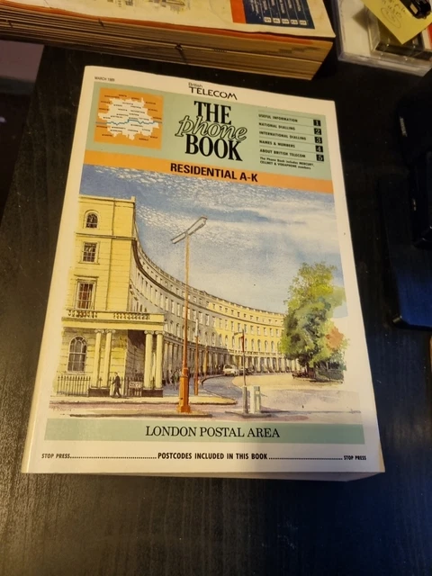 VINTAGE BRITISH TELECOM phone book March 1989 A - K London Postal Area ...