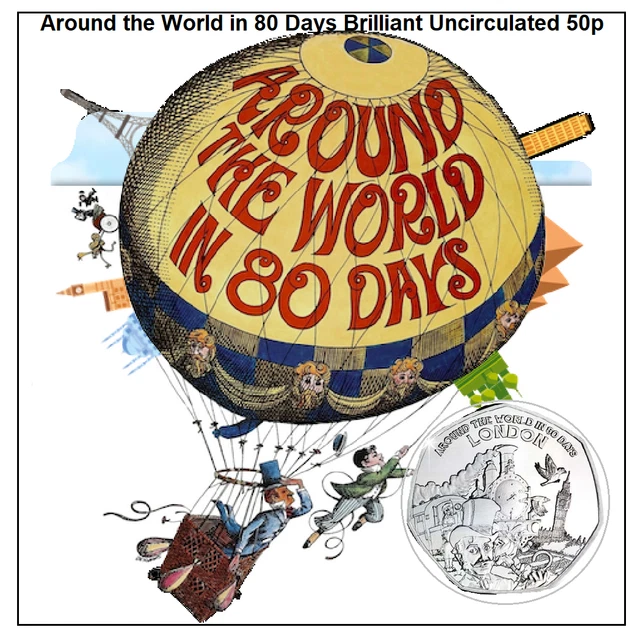 WORLD FIRST: AROUND the World in 80 Days Brilliant Uncirculated 50p ...