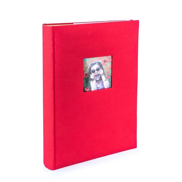 KENRO AZTEC RED Linen Photo Album for 200 Photos with Space for ...
