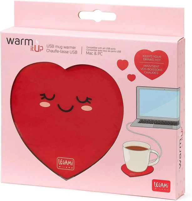 LEGAMI - USB Cup Heater, Keeps Drinks Warm, 10x10cm, Heart Theme £9.06 ...