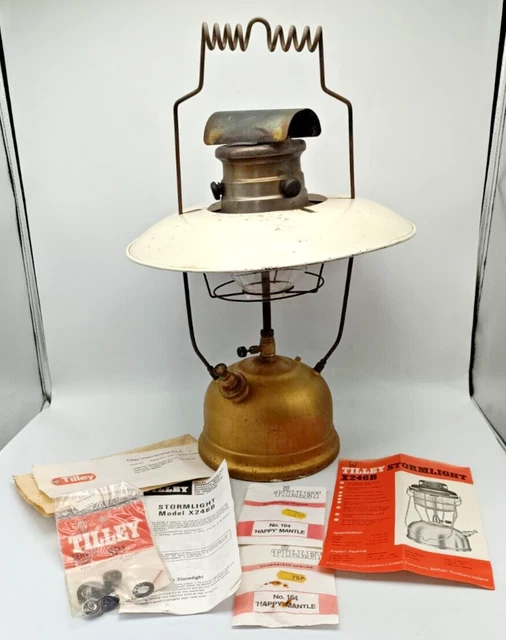 VINTAGE TILLEY LAMP Pl53. With Reflector & Spares. Colour Gold. For ...