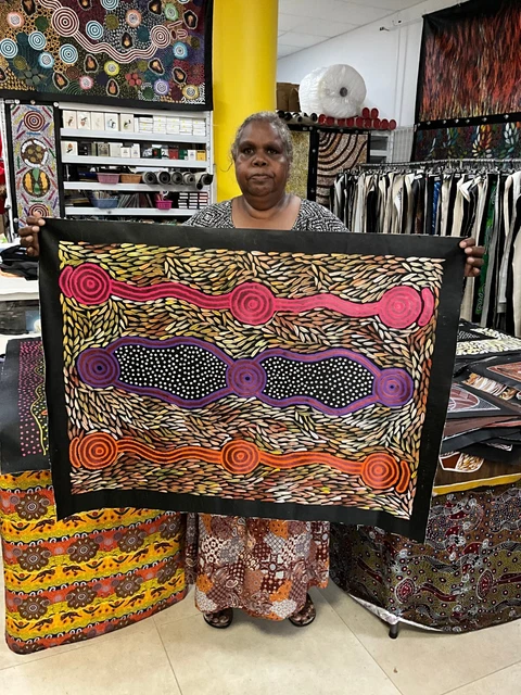 SHARON BUTCHER ABORIGINAL Artist Painting WATER MEDICINE LEAF SEEDS ...