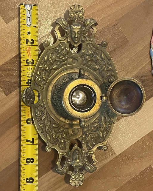 VINTAGE 1800’S WT&S Tonks Son Brass Desk Inkwell Deskware Art Nouveau ...