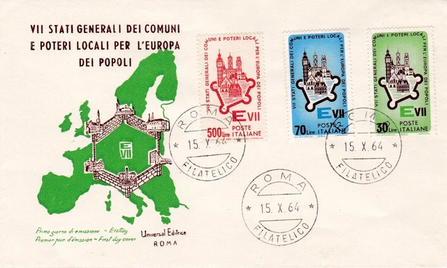 ITALY : 7TH EUROPEAN MUNICIPALITIES ASSEMBLEY, FIRST DAY COVER (1964) £ ...
