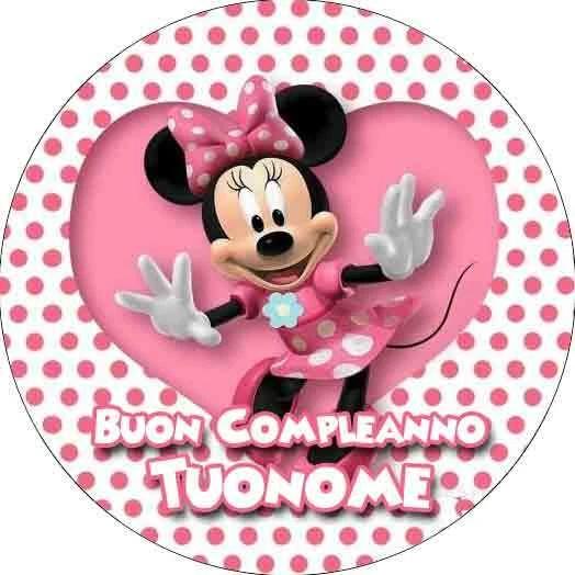 CIALDA MINNIE ROTONDA con NOME Decorazione Torta Ostia Zucchero EUR 11 ...