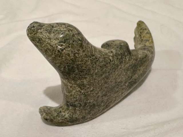 AUTHENTIC INUIT (ESKIMO) Soapstone Carving SEAL - Jutai Noah $50.00 ...
