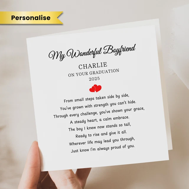PERSONALISED GRADUATION POEM Card Custom Graduation Card For Boyfriend ...