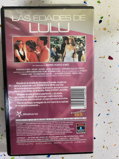 Las Ages Of Lulu Tape Vhs Bigas Luna Francesca Neri Oscar Ladoire £2353 Picclick Uk