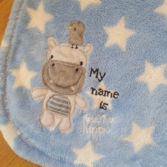 PRIMARK EARLY DAYS Hector Hippo Cot Pram Blanket Blue Star Comforter 30 ...