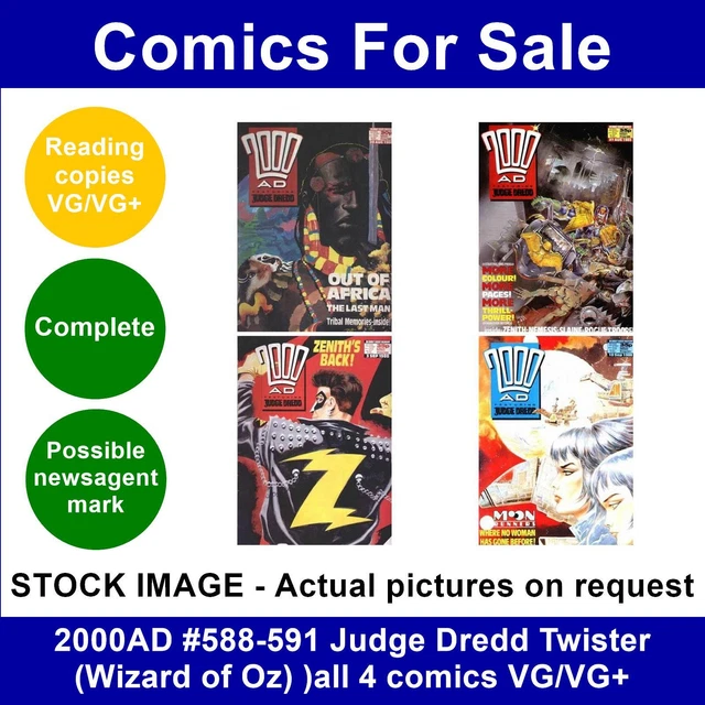 2000AD #588-591 JUDGE Dredd Twister (Wizard of Oz) )all 4 comics VG/VG+ ...