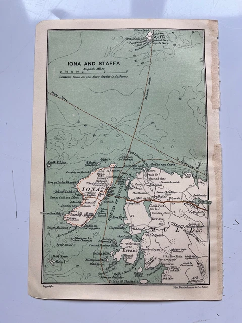 MAP OF IONA and Staffa Scotland antique chromolithograph 1915 £4.99 ...